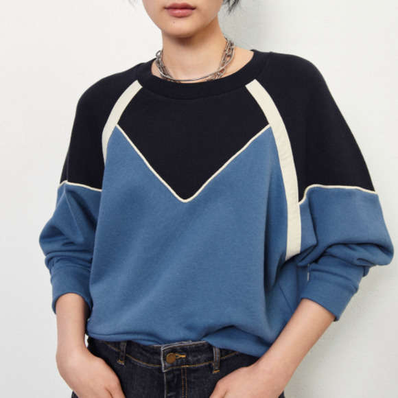 ba&sh | Sweaters | New Bash Brick Cotton Sweatshirt In Blue | Poshmark